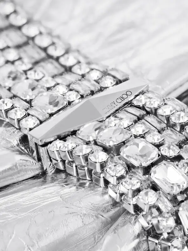 JIMMY CHOO Zandra Metallic Leather Clutch - Silver