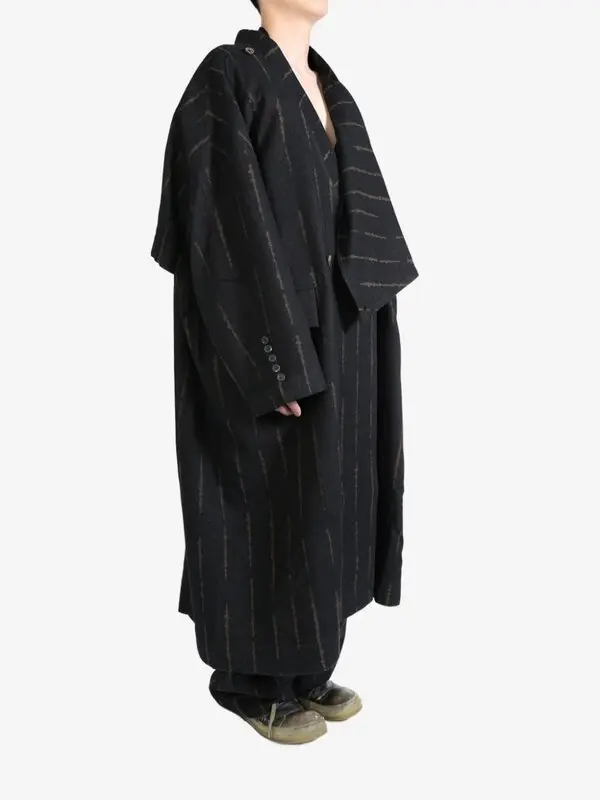 ZIGGY CHEN Asymmetric Pinstripe Virgin Wool Coat