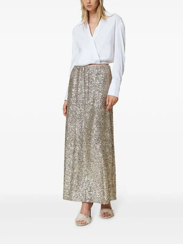 TWINSET Sequin-embellished Maxi Skirt - Gold