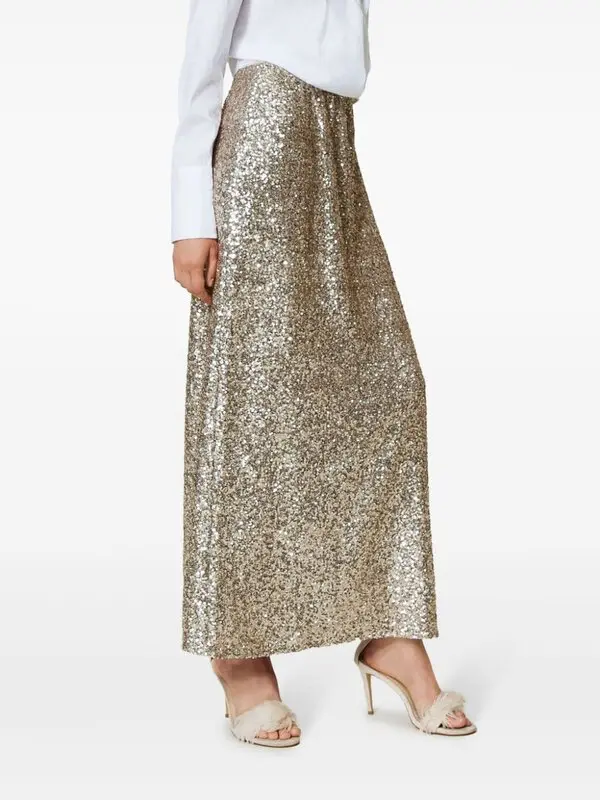 TWINSET Sequin-embellished Maxi Skirt - Gold
