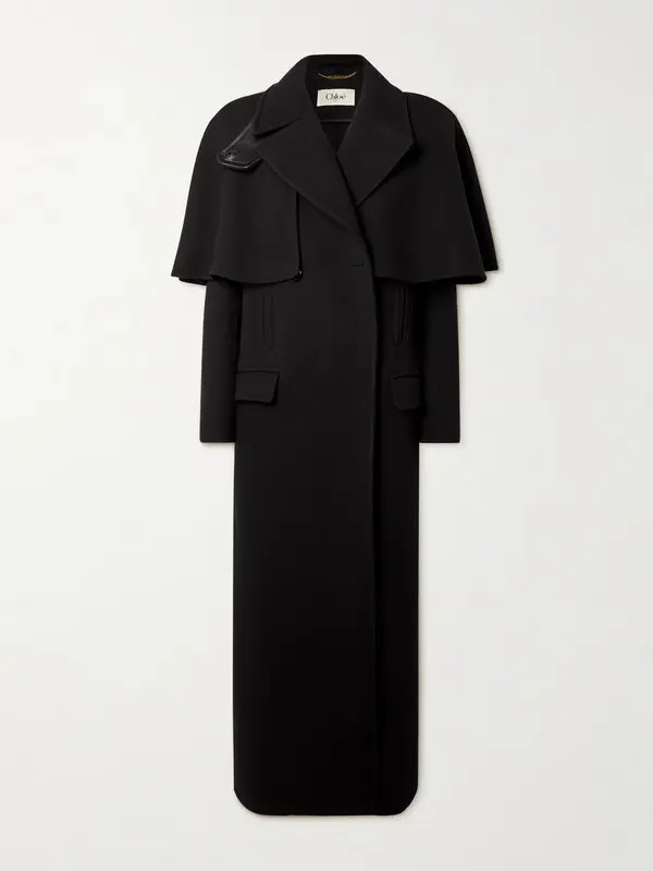 Chloé Cape-effect Double-breasted Wool Coat