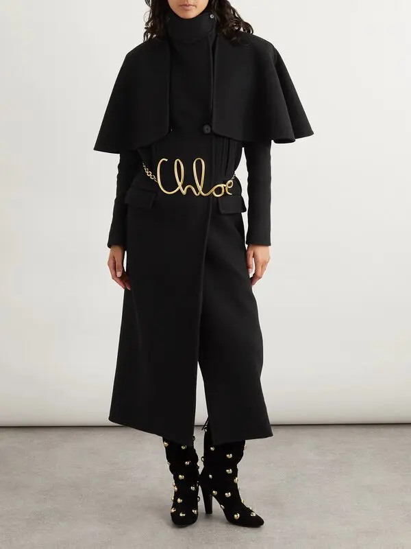 Chloé Cape-effect Double-breasted Wool Coat