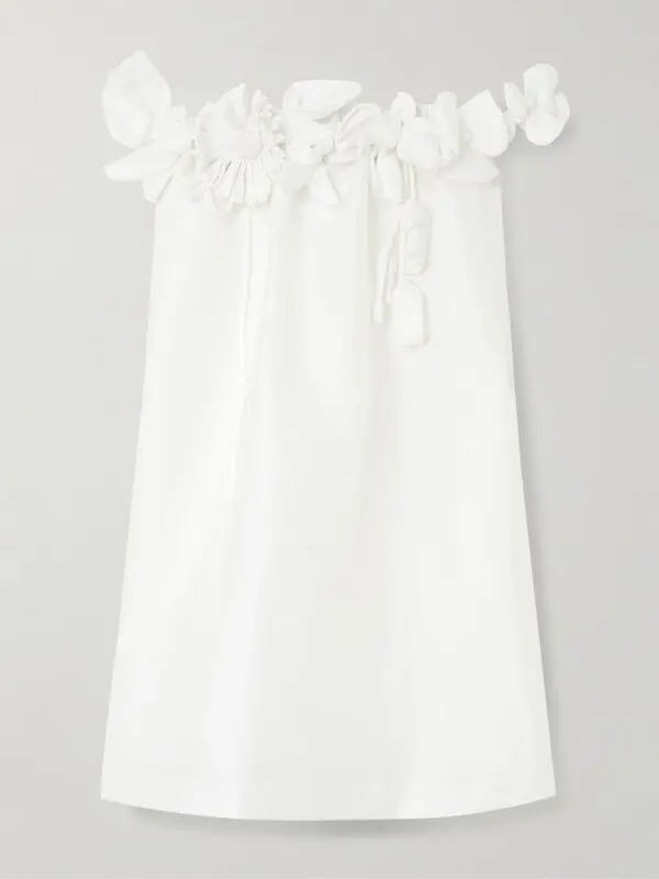 Bernadette Off-the-shoulder Appliquéd Taffeta Mini Dress
