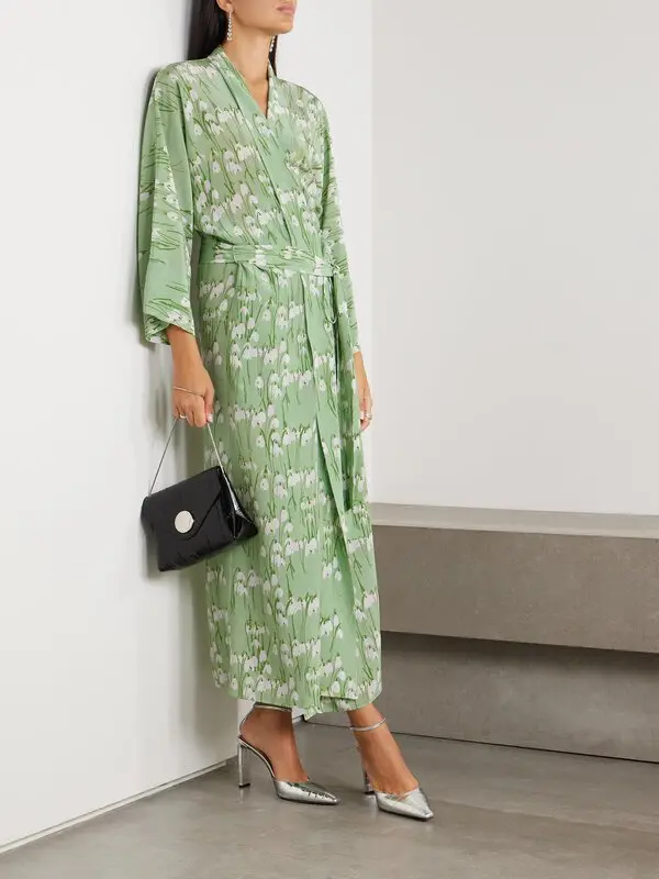 green printed midi wrap dress Buy Sosandar Green Scarf Print Satin Wrap Front Midi Dress from Next USA