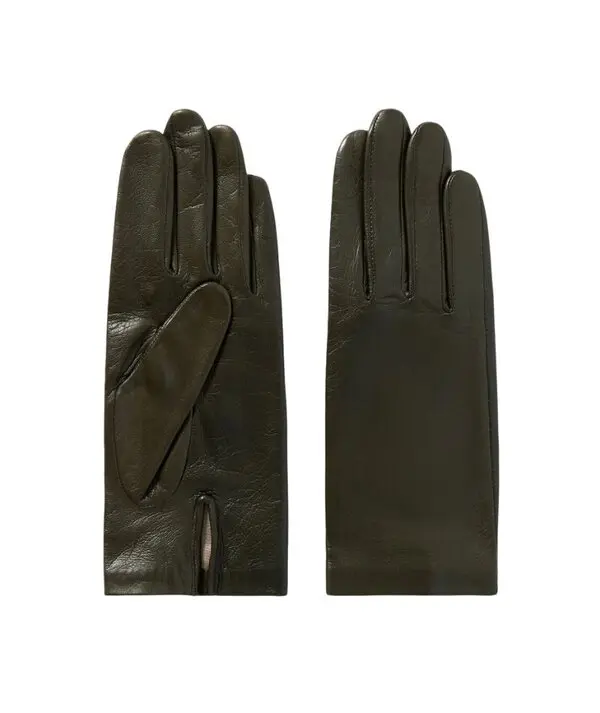 AGNELLE Kate Crinkled-leather Gloves - Green