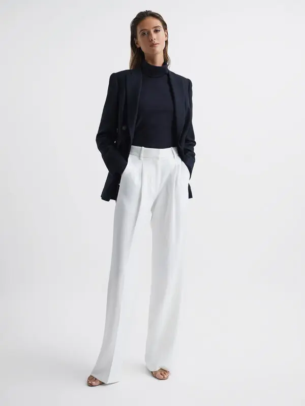 REISS Larsson Double-breasted Twill Blazer