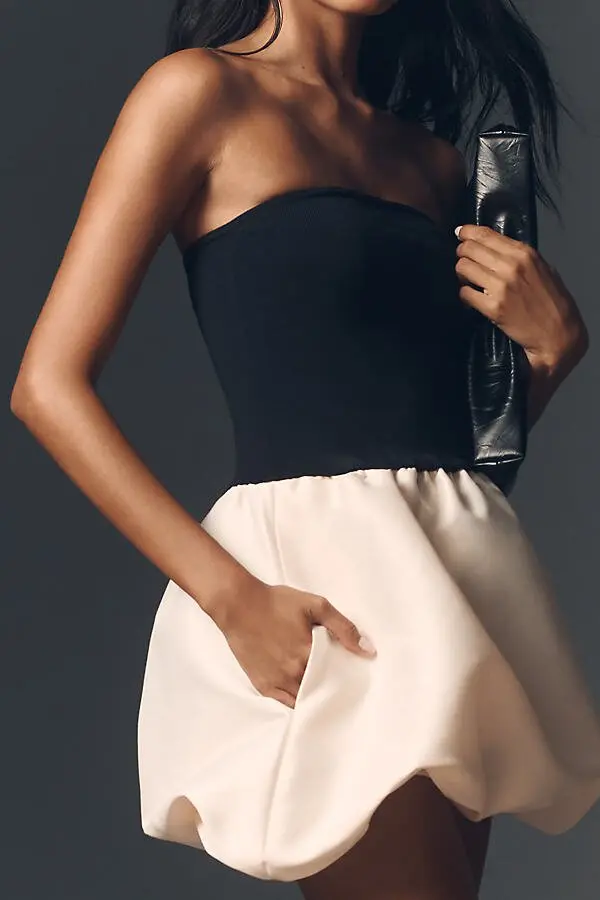 Endless Rose Strapless Bubble Mini Dress In Black - 27% Off | Editorialist