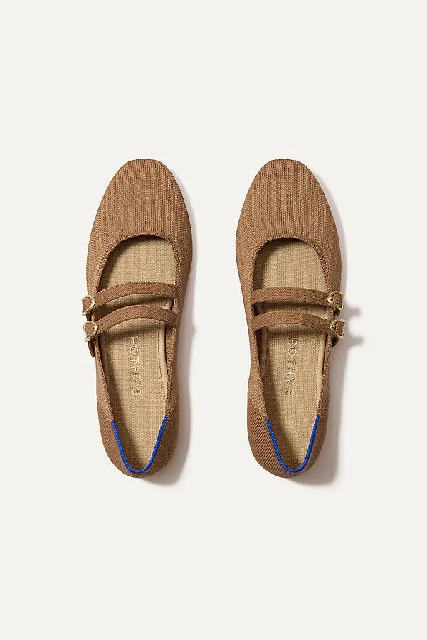 Rothy's Double Buckle Mary Jane Flats - Tan