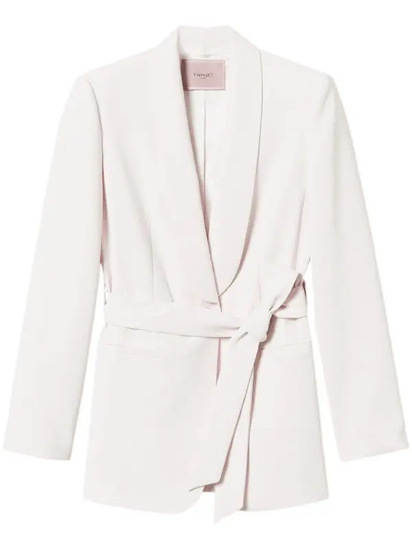 TWINSET Oval T-chain Belted Blazer - White