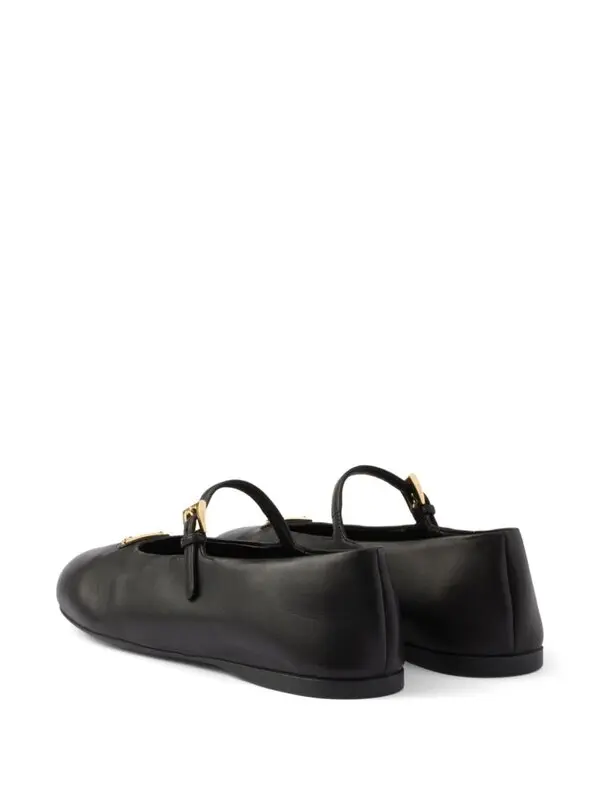 Prada Leather Ballet Flats - Black