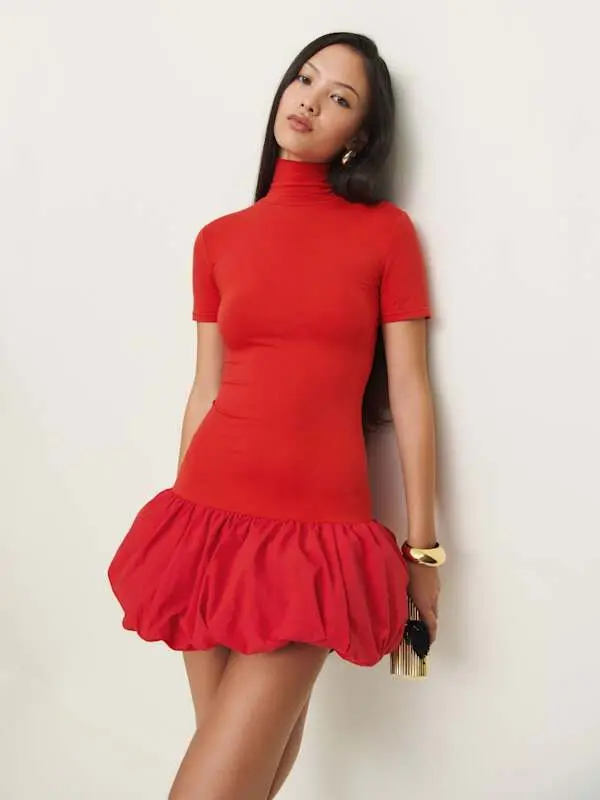 Reformation Dana Knit Dress In Red - 30% Off | Editorialist