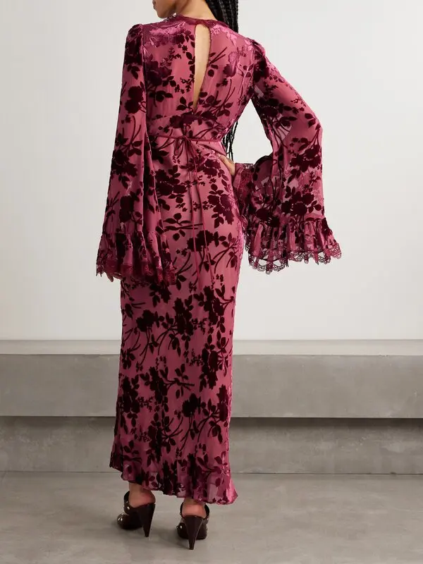 RODARTE Belted Devoré-chiffon Maxi Dress