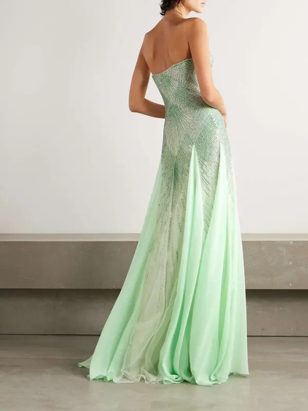 georges hobeika green dress Georges Hobeika - - Embellished Georgette Midi Dress - Green - FR 34