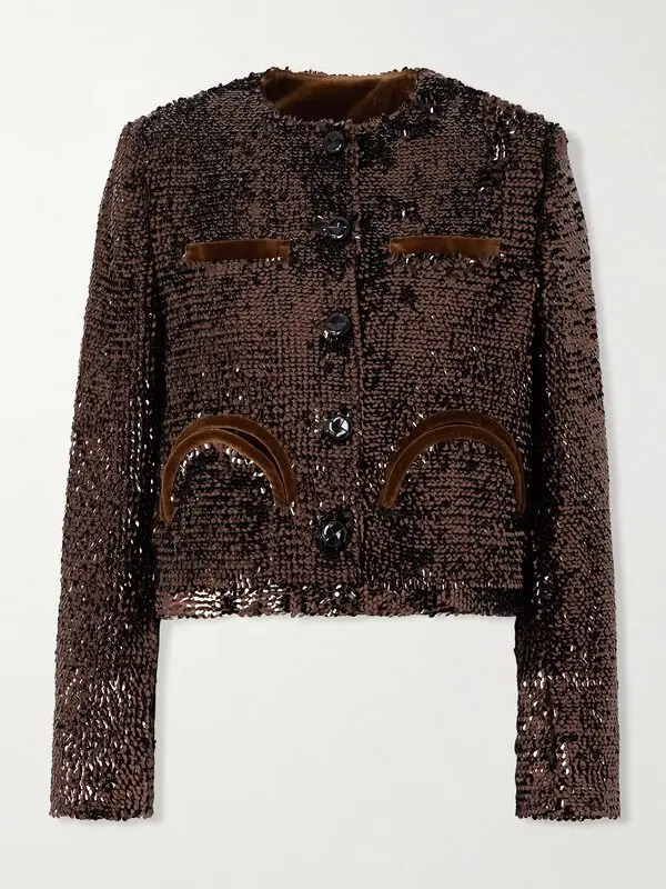 BLAZÉ MILANO Tropicana Shamo Sequined Jacket - Brown