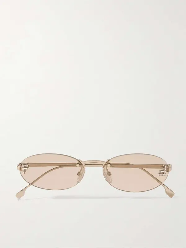 Fendi Rimless Oval Sunglasses - Rose Gold
