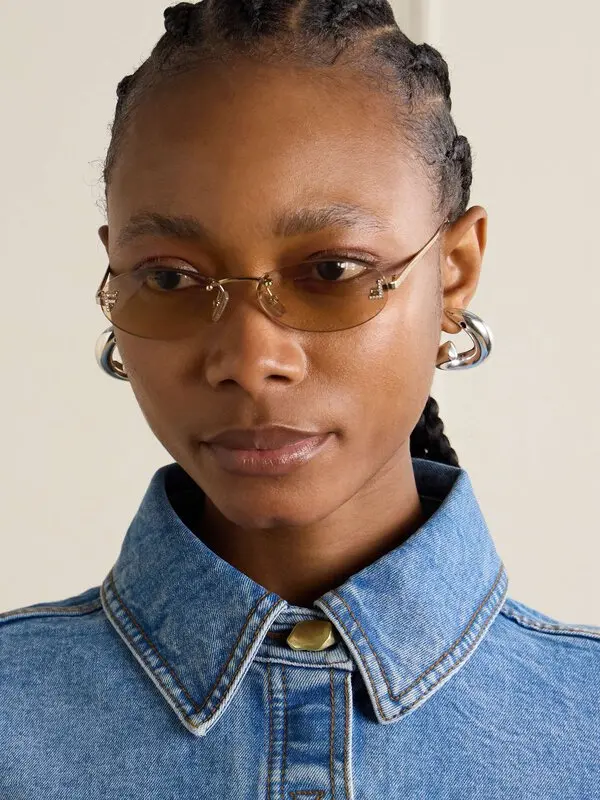 Fendi Rimless Oval Sunglasses - Rose Gold