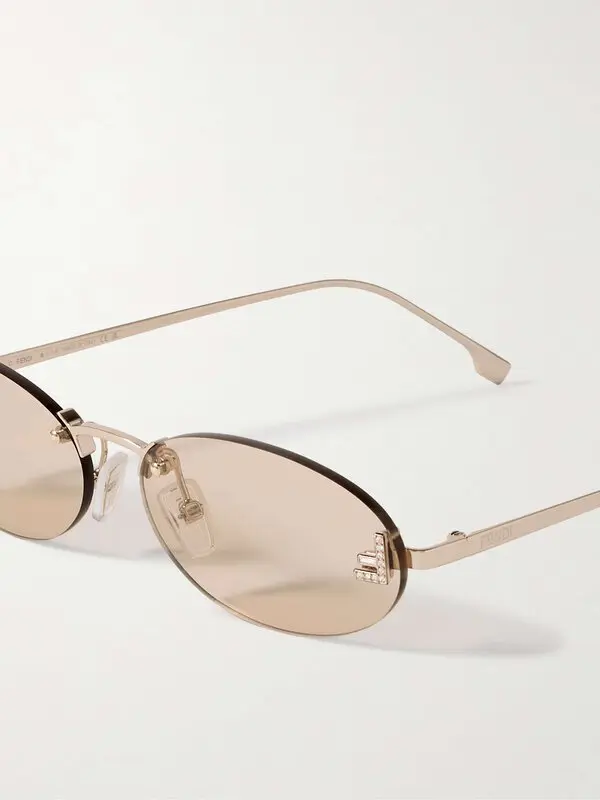 Fendi Rimless Oval Sunglasses - Rose Gold
