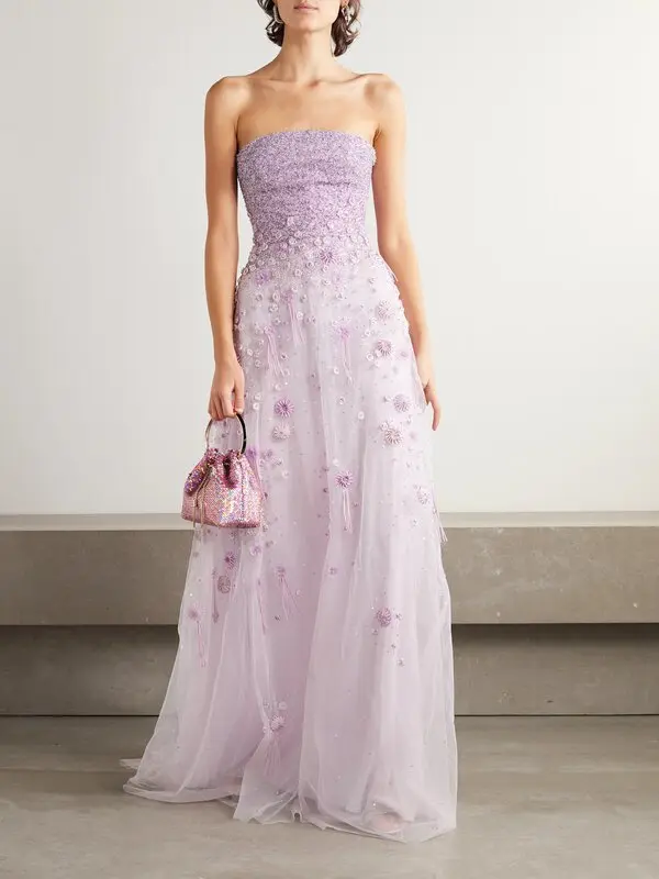 Georges Hobeika Embellished Tulle Gown In Purple - 40% Off | Editorialist