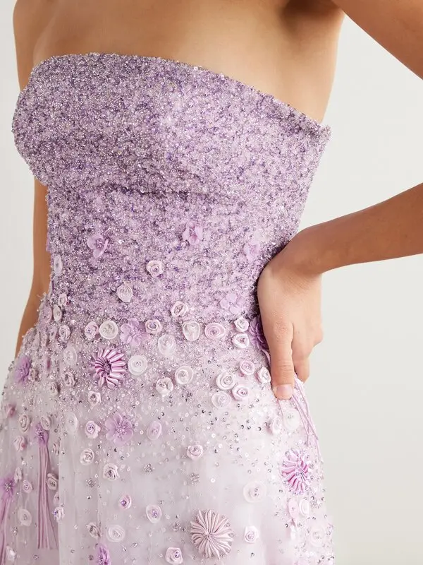 georges hobeika purple dress Embellished Tulle Gown