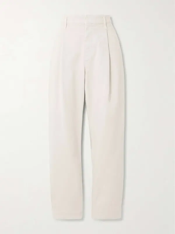 Brunello Cucinelli Cotton-blend Twill Tapered Trousers - Ecru