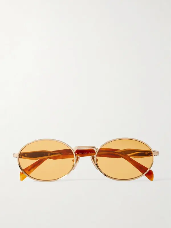 Prada Oval-frame -tone Sunglasses - Gold