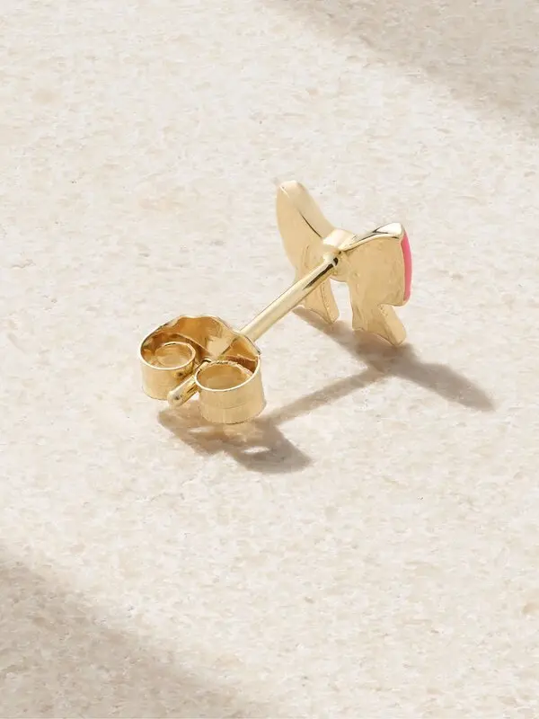 Alison Lou Bow 14-karat Gold And Enamel Single Stud Earring