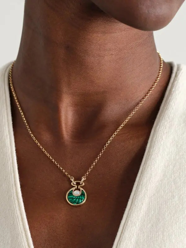 L’ATELIER NAWBAR Circus Moon Small 18-karat Gold Multi-stone Necklace