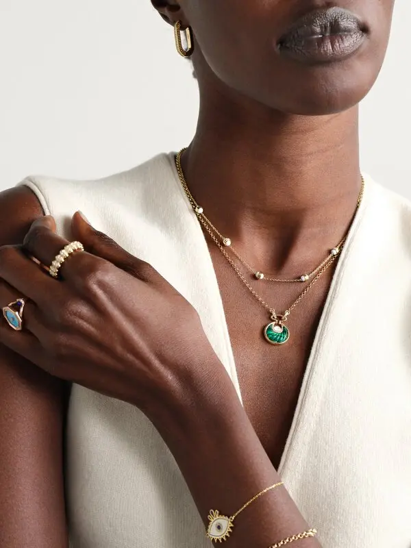 L’ATELIER NAWBAR Circus Moon Small 18-karat Gold Multi-stone Necklace