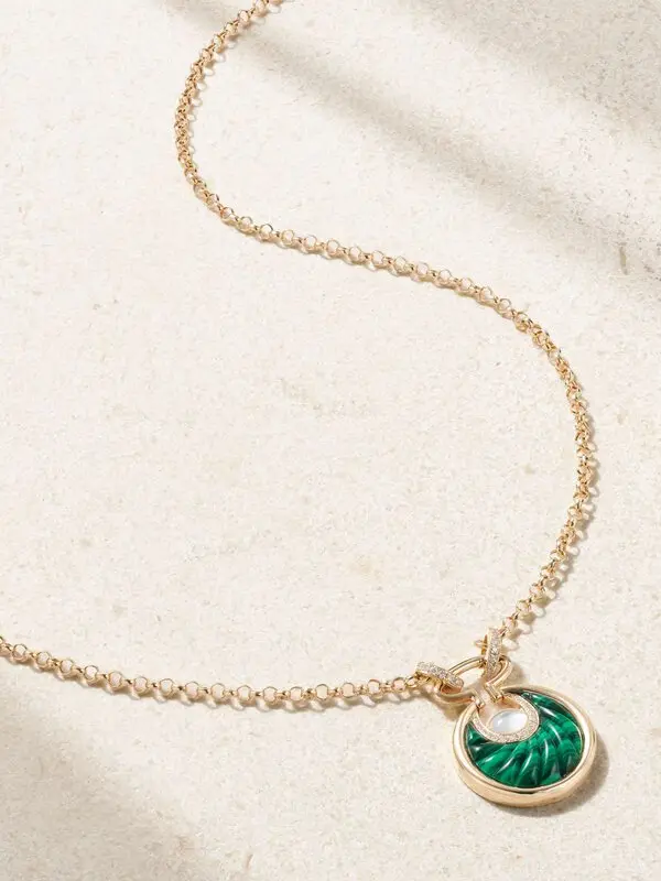 L’ATELIER NAWBAR Circus Moon Small 18-karat Gold Multi-stone Necklace