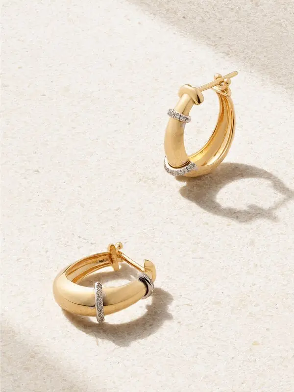 L’ATELIER NAWBAR The Buoy Diamond Hoop Earrings - Gold