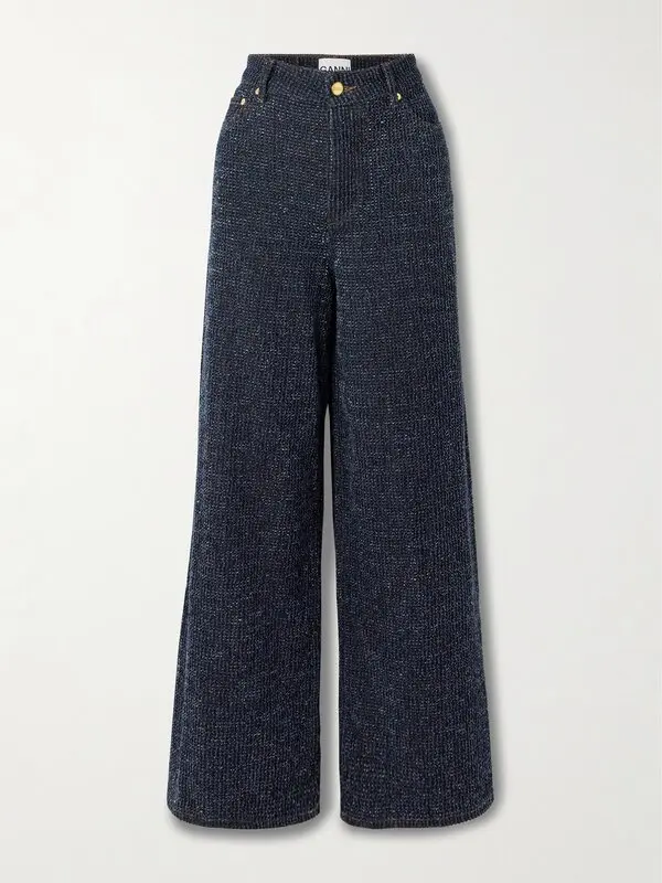 GANNI High-rise Wide-leg Bouclé Jeans
