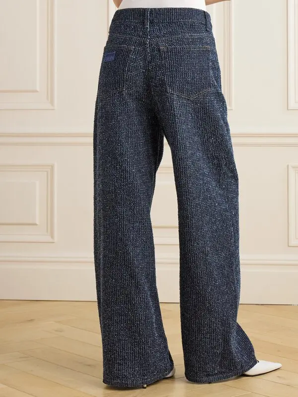 GANNI High-rise Wide-leg Bouclé Jeans