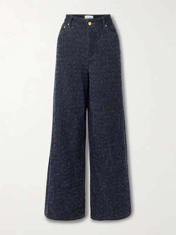 GANNI High-rise Wide-leg Bouclé Jeans