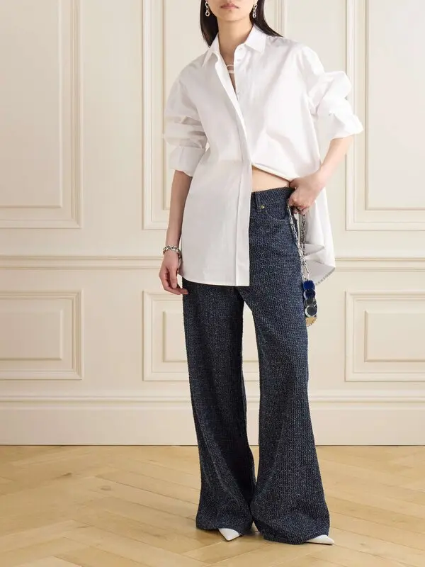 GANNI High-rise Wide-leg Bouclé Jeans