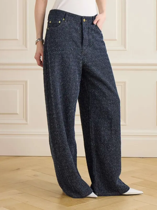 GANNI High-rise Wide-leg Bouclé Jeans