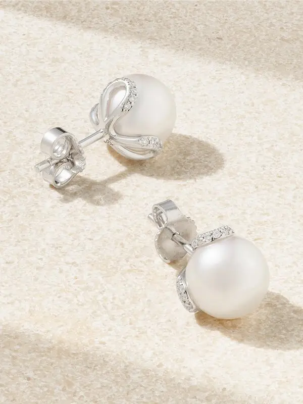Mikimoto 18-karat Pearl And Diamond Earrings