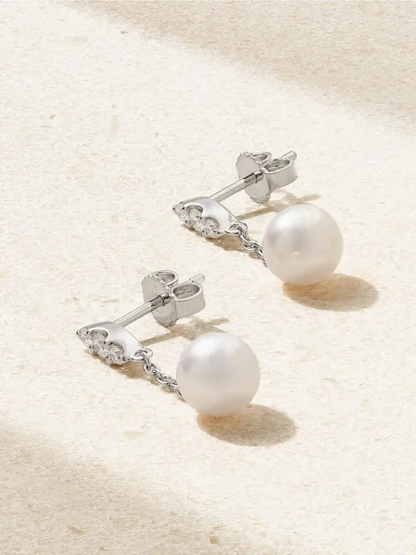 Mikimoto Morning Dew 18-karat Pearl And Diamond Earrings - White