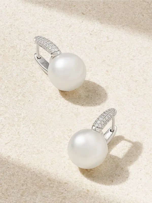 Mikimoto 18-karat Pearl And Diamond Earrings - White
