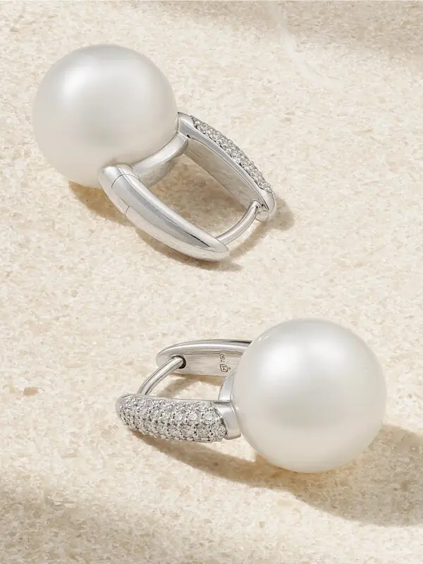Mikimoto 18-karat Pearl And Diamond Earrings