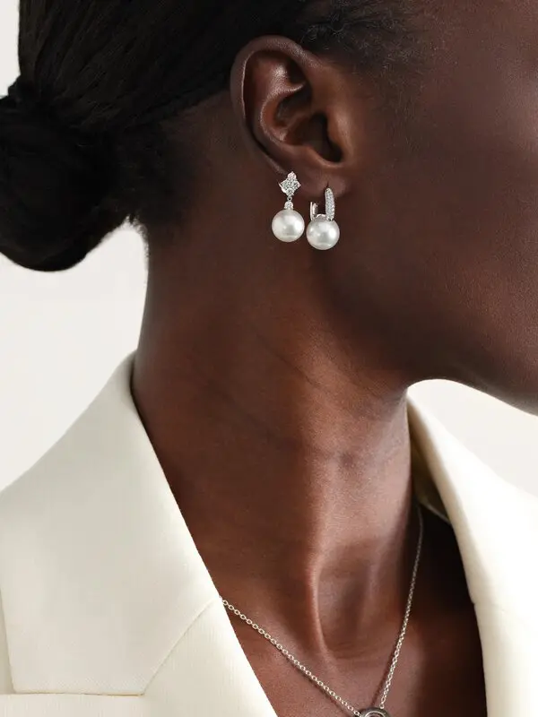 Mikimoto 18-karat Pearl And Diamond Earrings
