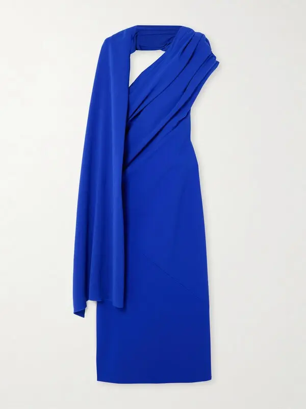 ROKSANDA Cape-effect Draped Crepe Midi Dress