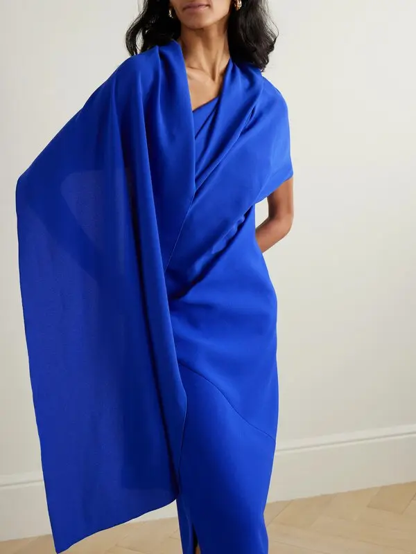 ROKSANDA Cape-effect Draped Crepe Midi Dress