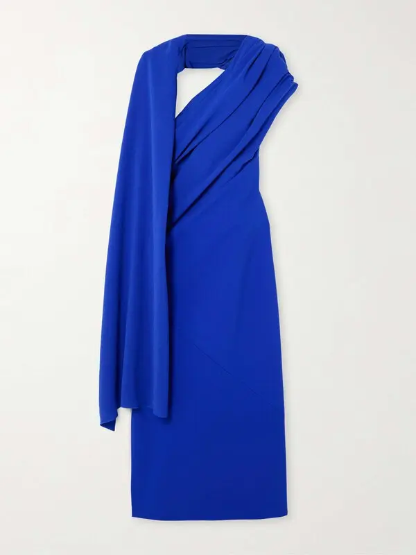 ROKSANDA Cape-effect Draped Crepe Midi Dress