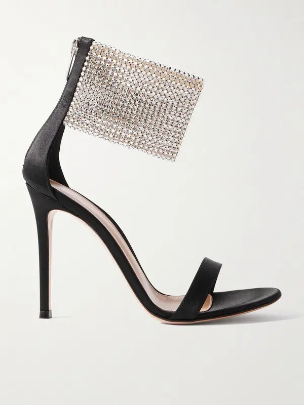 GIANVITO ROSSI Crystal-embellished Satin Sandals