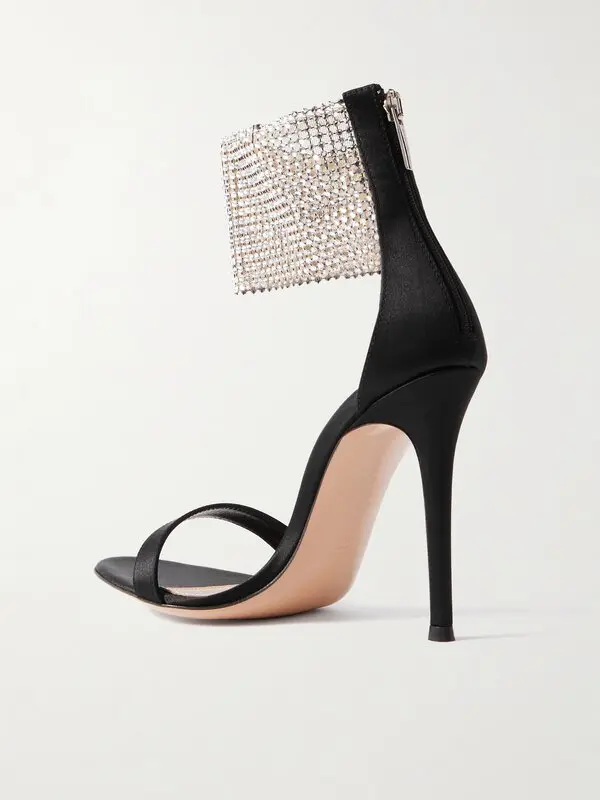 GIANVITO ROSSI Crystal-embellished Satin Sandals