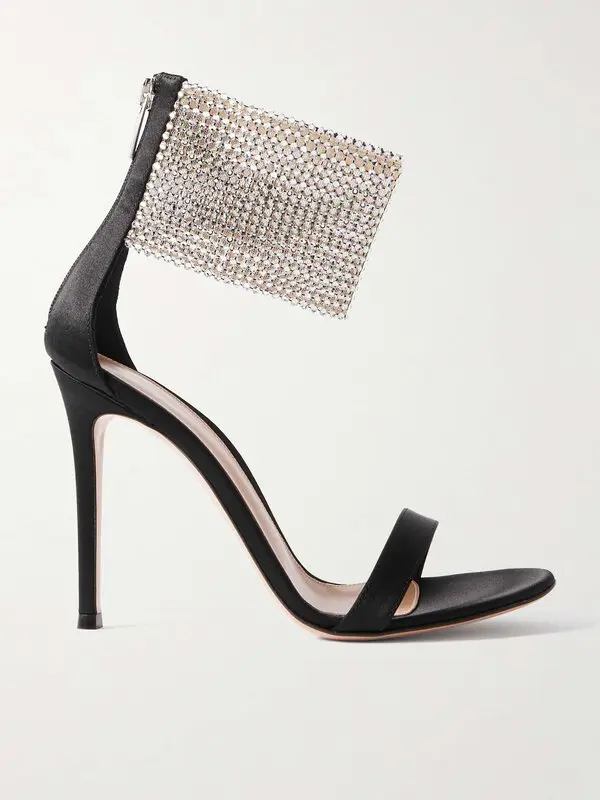 GIANVITO ROSSI Crystal-embellished Satin Sandals