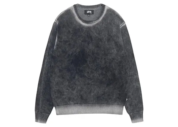 StÜssy Faded Cotton Knit Crew - Black
