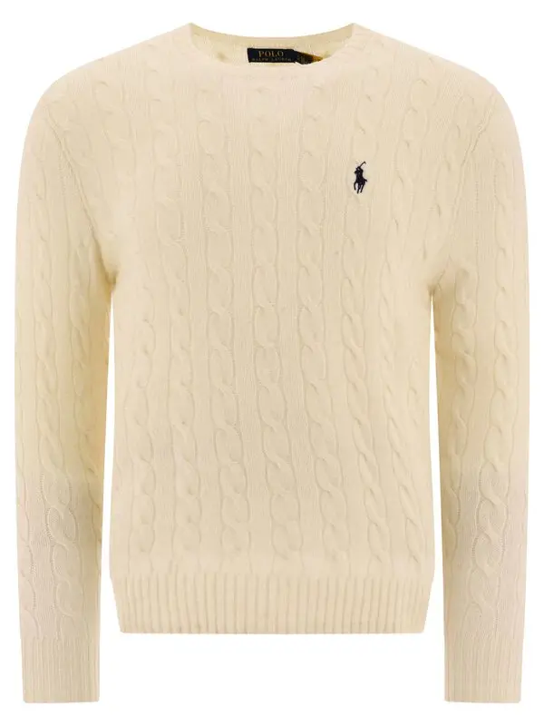 Ralph Lauren Pony Cable Knit Sweater - Beige