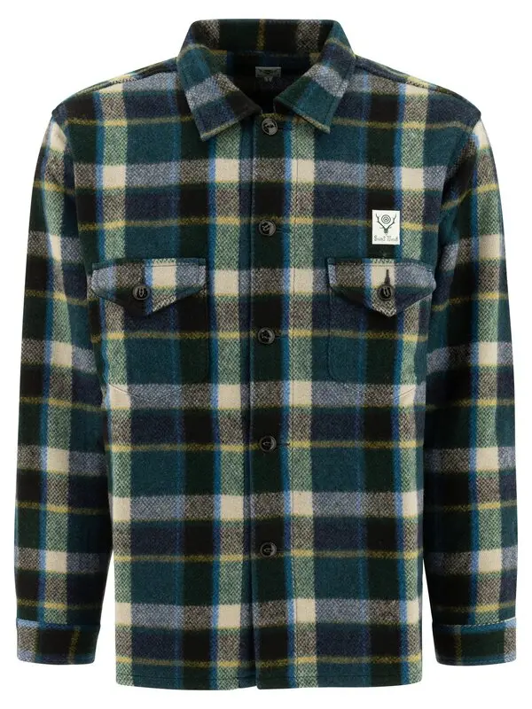 SOUTH2 WEST8 Smokey' Melton Wool Shirt - Green