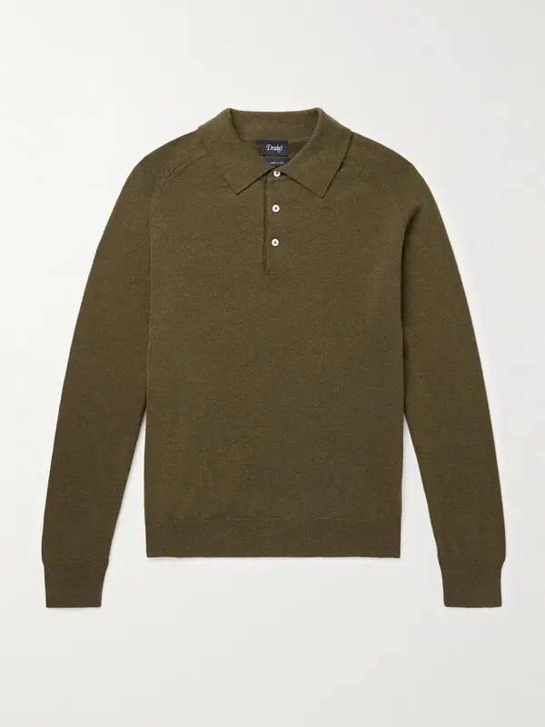 DRAKE'S Wool And Alpaca-blend Polo Shirt